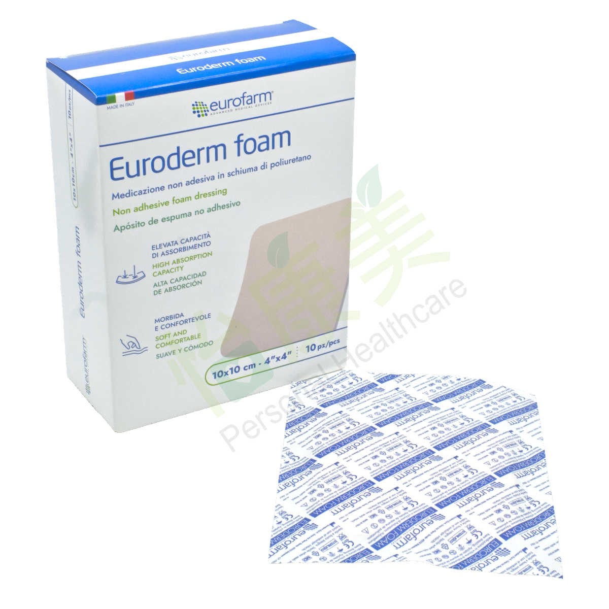 EURODERM® 10x10cm foam (non-adhesive foam dressing) 10pcs - Supplement ...