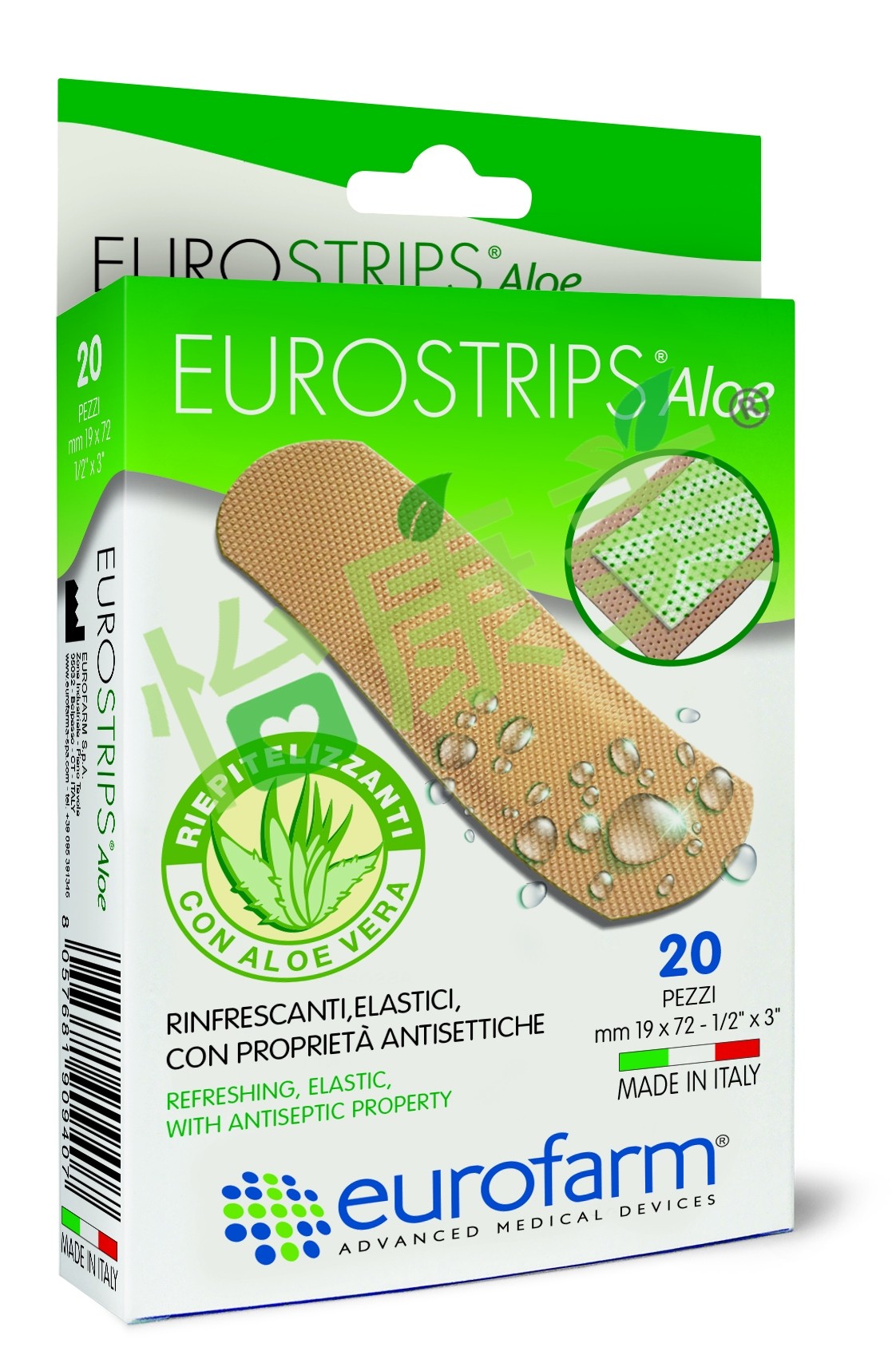 EUROSTRIPS® Aloe Hypoallergenic Waterproof Bandage 1.9x7.2cm - Wound ...
